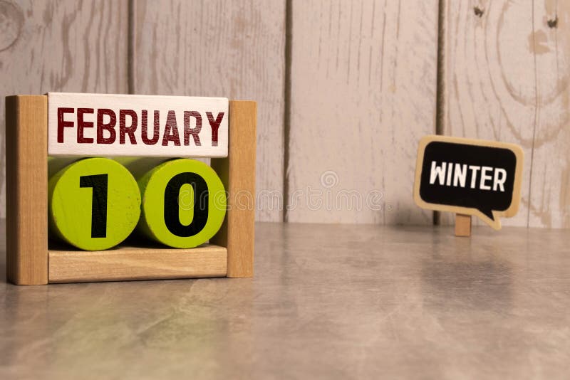 February 10 Written with Wooden Blocks Stock Photo - Image of february ...
