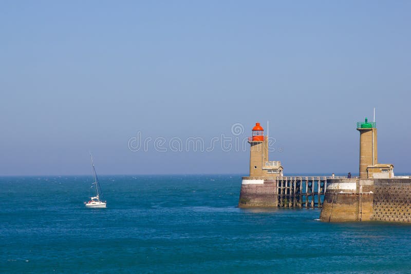 Fecamp harbor entrance stock image. Image of place, stony - 26580195