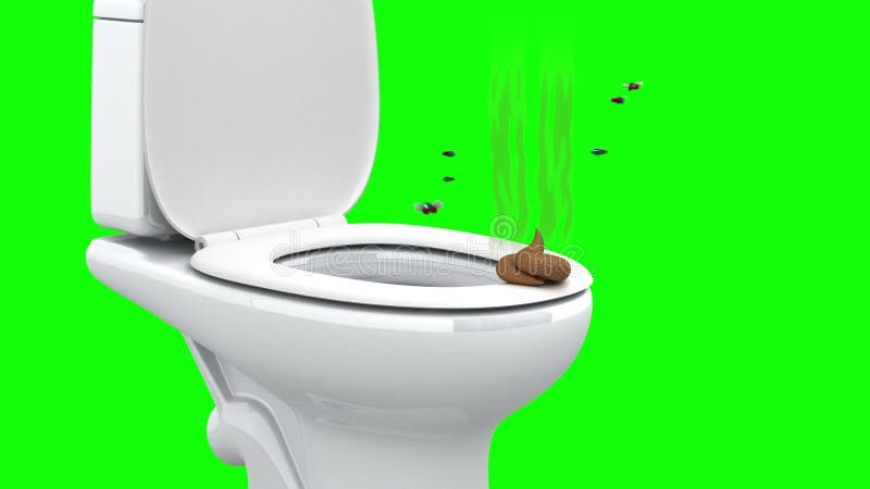Feces on the Toilet Seat. 3D Animation, Green Screen, Loopable. Stock ...
