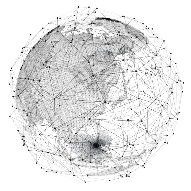 Feche Acima Das Linhas Da Terra E Da Rede Sobre Ele Ilustração Stock ...