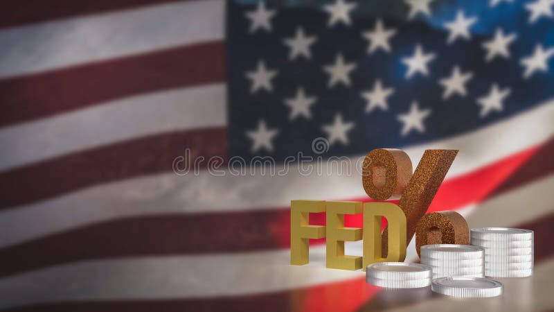 The Fed and Coins for Business Concept 3d Rendering Stock Illustration ...