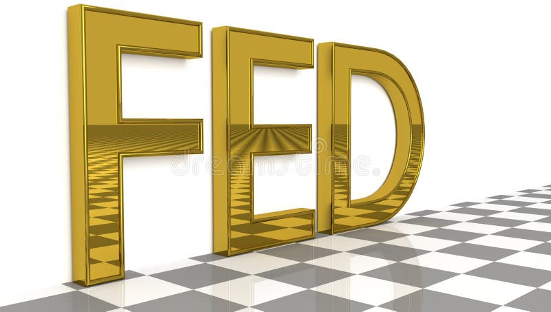 FED Sign in Golden Glossy Letters Stock Illustration - Illustration of ...