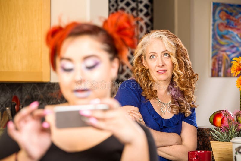 Fed Up Mother and Daughter in Kitchen Stock Photo - Image of angry ...