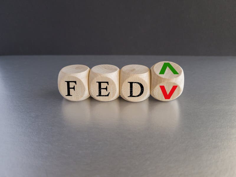 FED Wording with Up and Down Arrow on Wooden Cubes Stock Image - Image ...