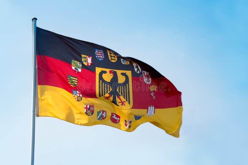 Federal Republic of Germany Flag with Eagle and the Crests, Coat Stock ...