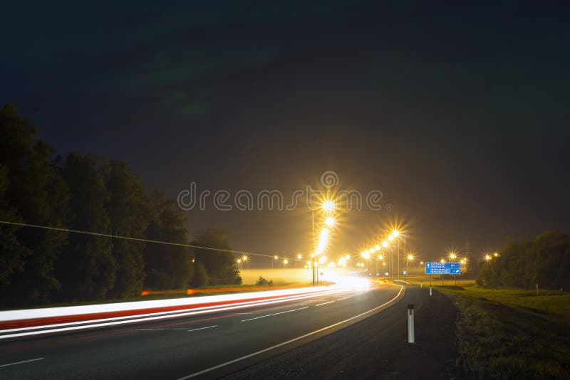 Federal road at night time stock photo. Image of transportation - 58632784
