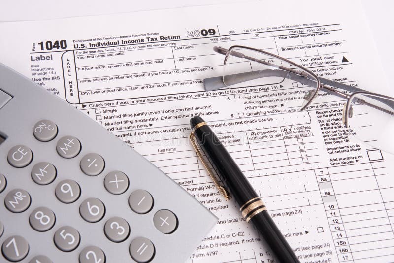 Federal Tax Form Calculator and Pen Stock Image - Image of office ...