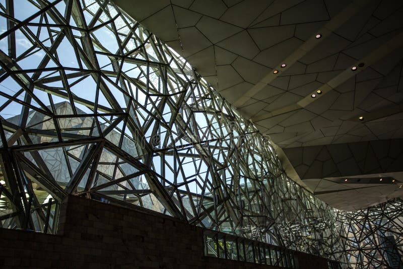 Federation Square Glazed Wall Atrium Editorial Stock Image - Image of ...