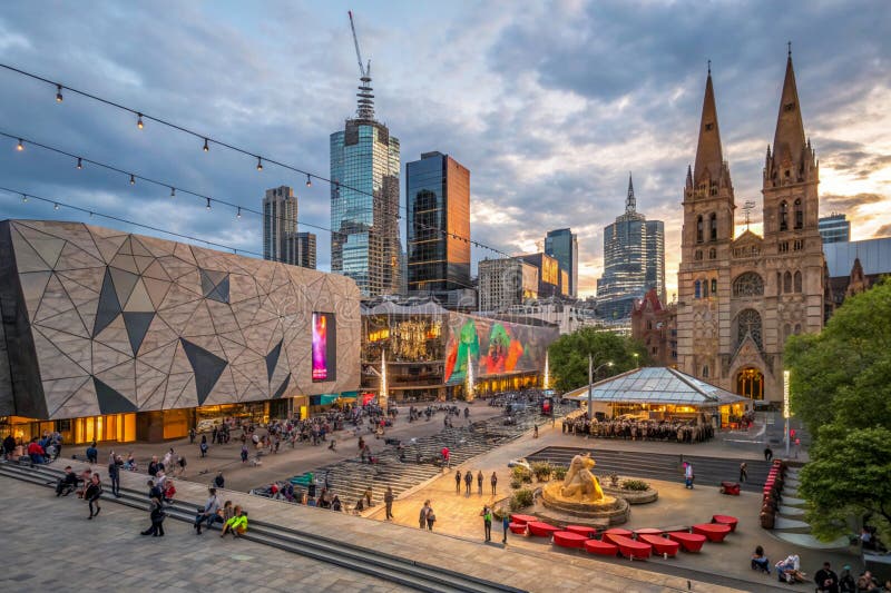 Federation Square Unique Buildings. Generated Using AI. Stock ...