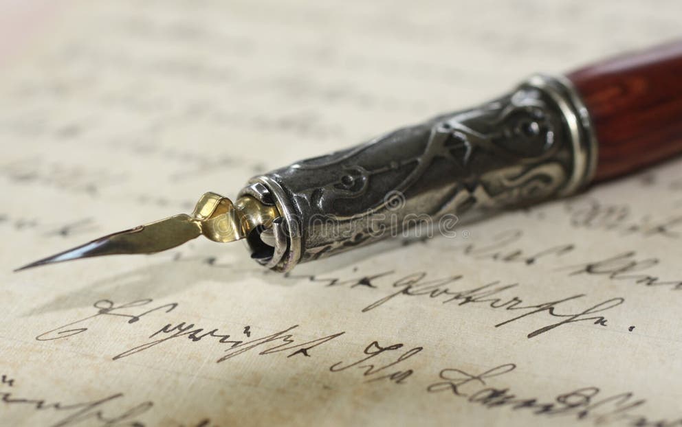 Federhalterung Auf Einem Alten Zeichen Stockfoto - Bild von text ...