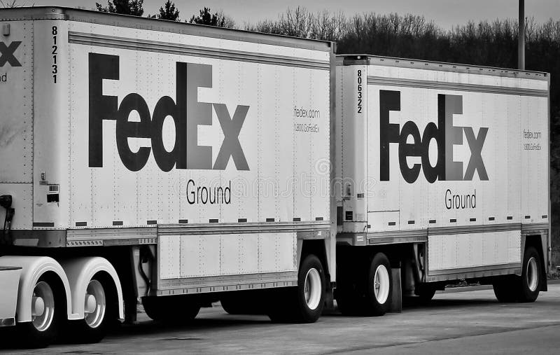 FedEx Ground Tractor with Double Trailers Banner Editorial Photography ...