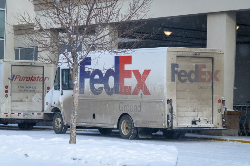A Fedex Truck Van Parked during the Winter Editorial Photography ...