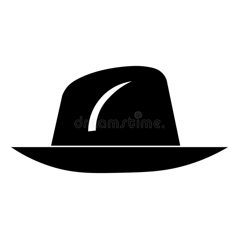 Fedora Hat Black Vector Icon on White Background Stock Image - Image of ...