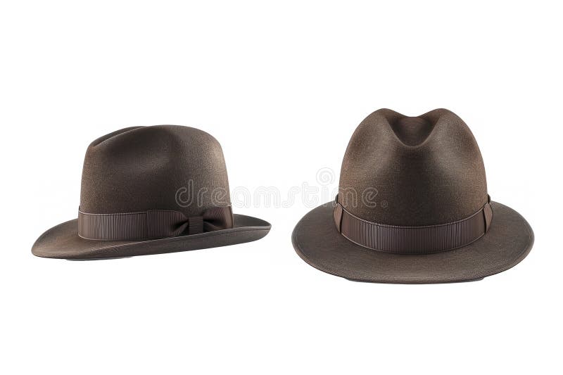Fedora Hat Mockup, Front and Back Views, on White Background Stock ...