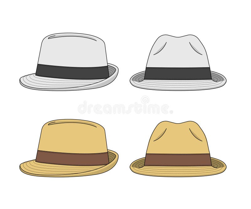 Fedora Hat Vector Template Illustration Set Stock Vector - Illustration ...
