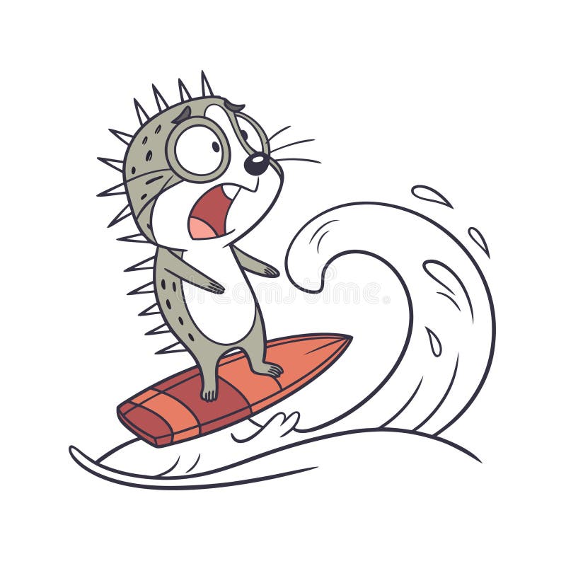 Feeble Lemur Surfing Adventure Stock Image - Illustration of colorful ...
