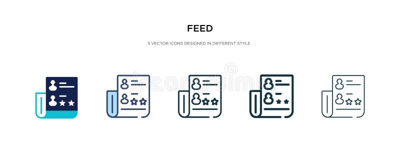 Feed Icon in Different Style Vector Illustration. Two Colored and Black ...
