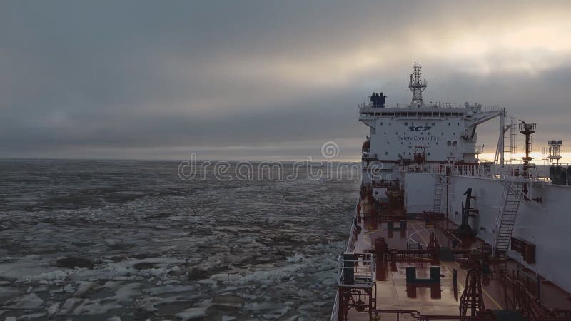 Feed of a Ship Sailing in the Arctic. Landscape of the Arctic from the ...