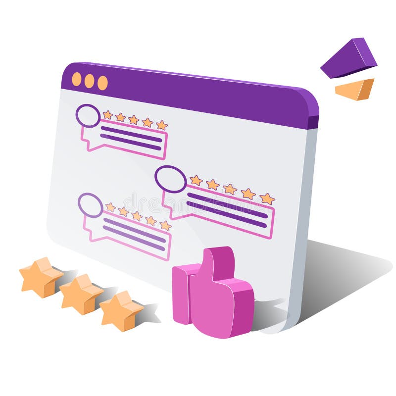 Feedback. 3D Computer Screen Model with Ratings and Reviews. Stock ...