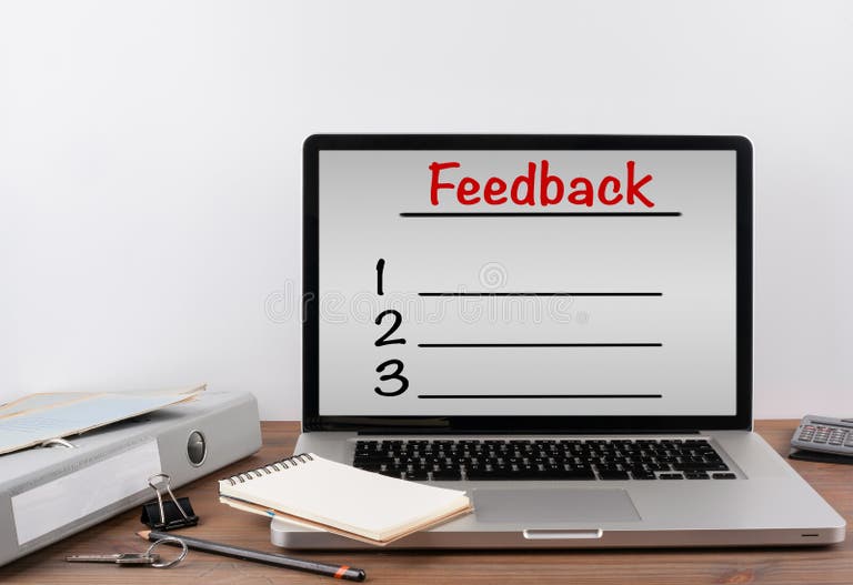 Feedback Blank List. Office Desk with a Laptop. Stock Photo - Image of ...