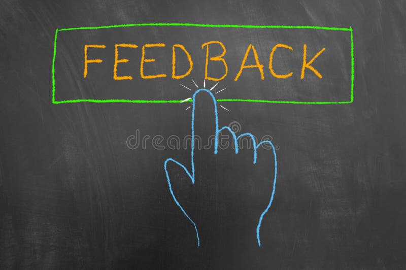Feedback Button and Hand Drawing on Chalkboard or Blackboard Stock ...