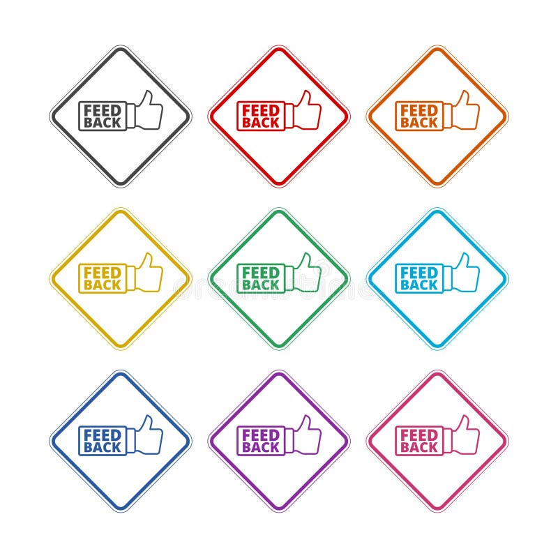Yellow Feedback Sign Icon Symbol Stock Vector - Illustration of idea ...