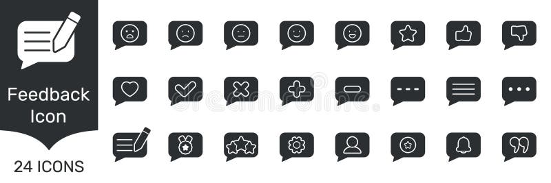 Feedback and Communication Icon Set. User Interaction, Review, and ...