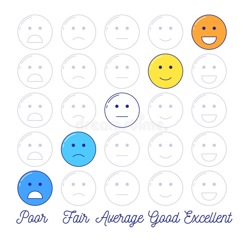 Feedback emoticon scale. stock illustration. Illustration of laugh ...