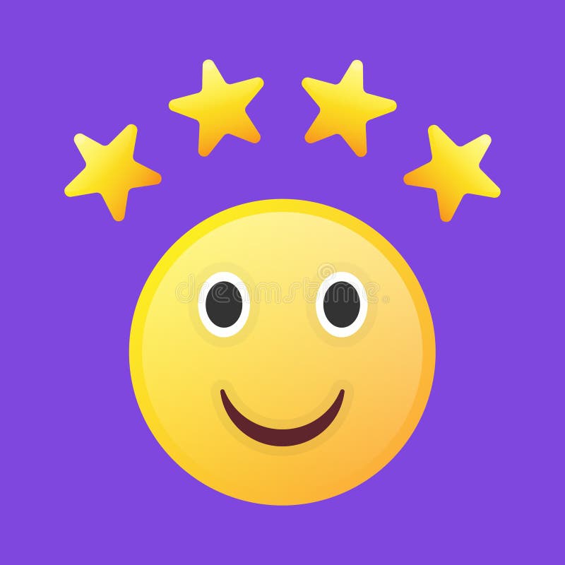 Feedback Icon with Four Rating Stars and Emoji Face Stock Illustration ...