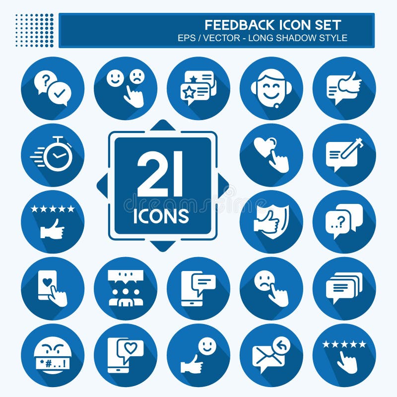 Feedback Icon Set. Suitable for Web Interface Symbol. Long Shadow Style ...
