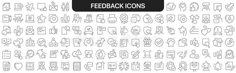 Feedback Icons Collection in Black. Icons Big Set for Design Stock ...