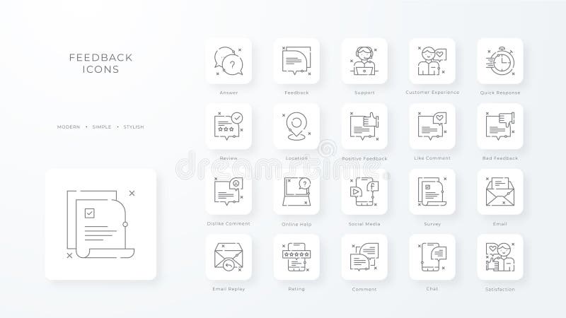 Feedback Icons Collection with Black Outline Style. Analytics, Research ...