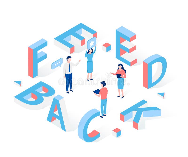 Feedback Isometric Concept. People Exchange Views Stock Vector ...