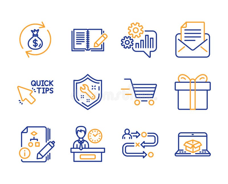 Feedback, Journey Path and Delivery Shopping Icons Set. Algorithm, Gift ...