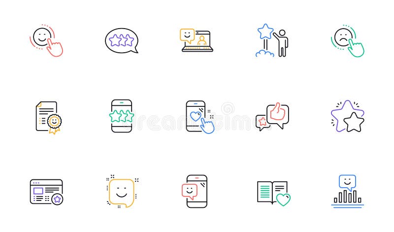 Feedback Line Icons. User Opinion, Customer Service and Star Rating ...