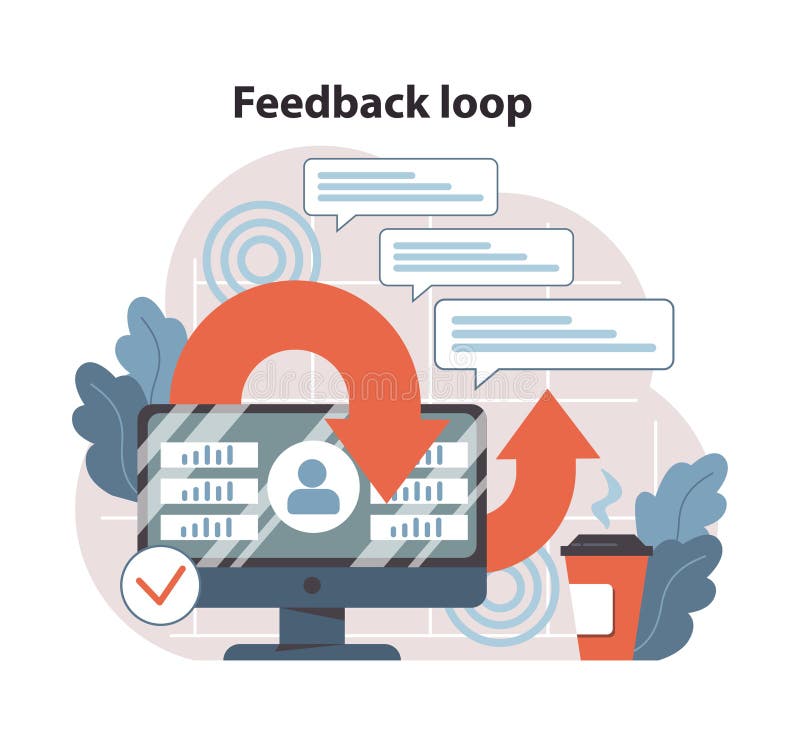 Feedback Loop Concept. Desktop Displays Data Analysis while Continuous ... Feedback Loop Concept. Desktop Displays Data Analysis while Continuous ...
