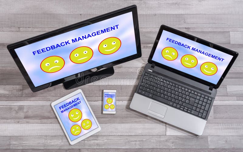 Feedback Management Concept on Different Devices Stock Image - Image of ...