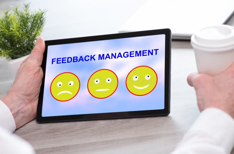 Feedback Management Concept on a Tablet Stock Image - Image of score ...