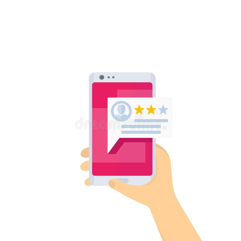 Feedback, Mobile Review, Phone in Hands, Vector Stock Vector ...