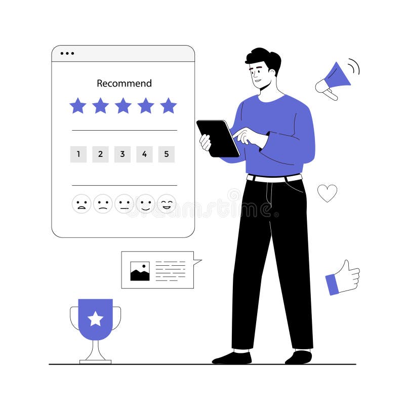 Feedback Page Concept. Man Giving Review and Filling Webpage Form with ...