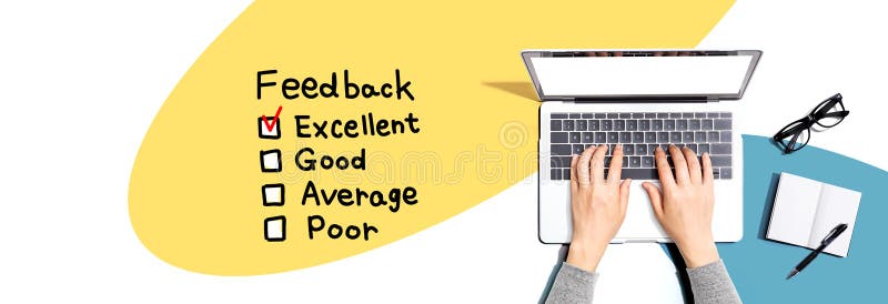 Feedback with Person Using a Laptop Stock Illustration - Illustration ...