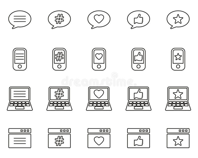 Feedback & Rating Icons Black & White Sticker Set Big Stock Vector ...