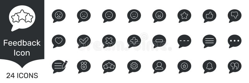 Feedback and Rating Icons Solid Icon Set. Customer Satisfaction, Review, and Communication ...