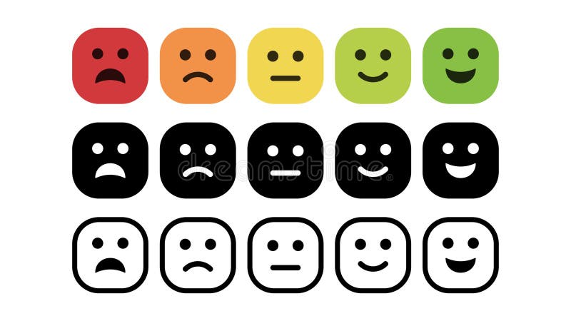 Feedback of Satisfaction Rate Level Form with Emoticons Square Emoticon ...