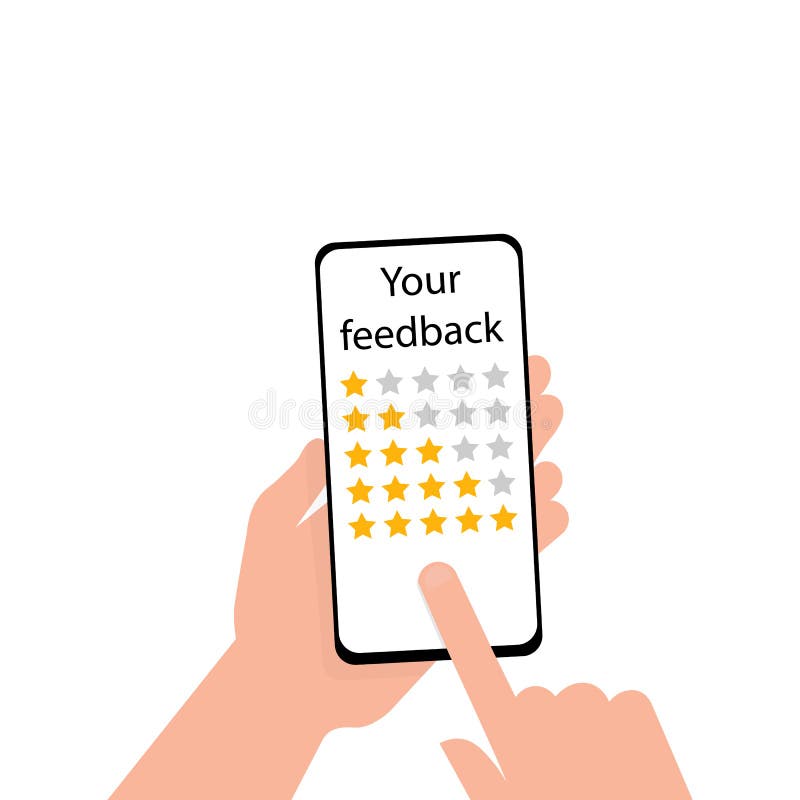 Feedback on Screen Smartphone in Hand. Vector Illustration of Eps 10 ...