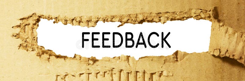 Feedback, Text on Torn Cardboard Paper with White Background. Stock ...