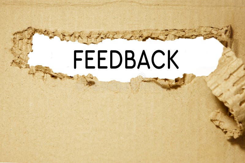 Feedback, Text on Torn Cardboard Paper with White Background. Stock ...