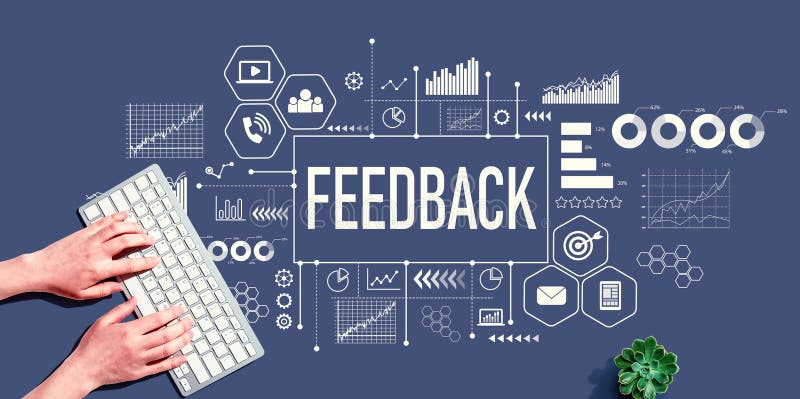 Feedback Theme with Person Using Pc Keyboard Stock Illustration ...