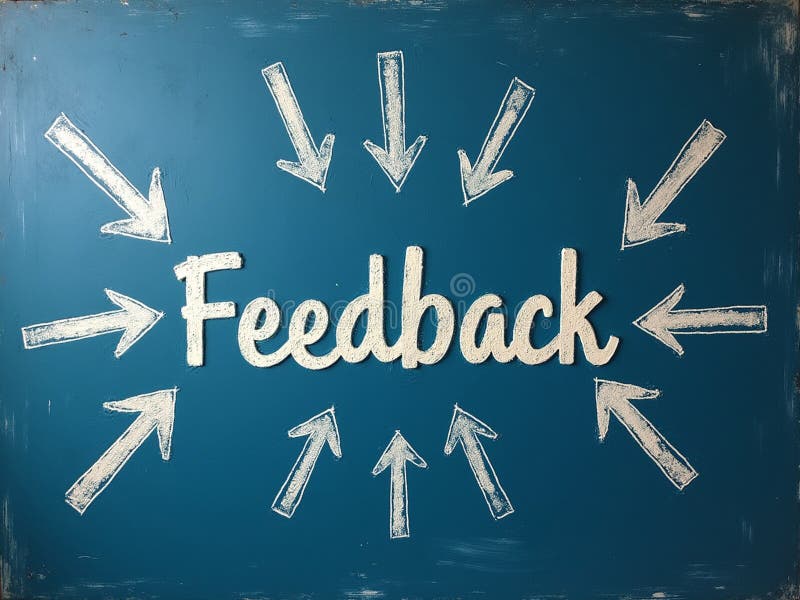 Feedback Word Centered with Arrows on Blue Chalkboard Representing ...