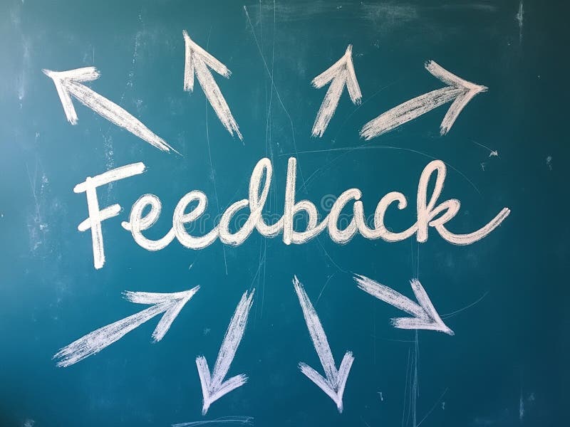 Feedback Word Highlighted with Radial Arrows Sketched on a Blue ...
